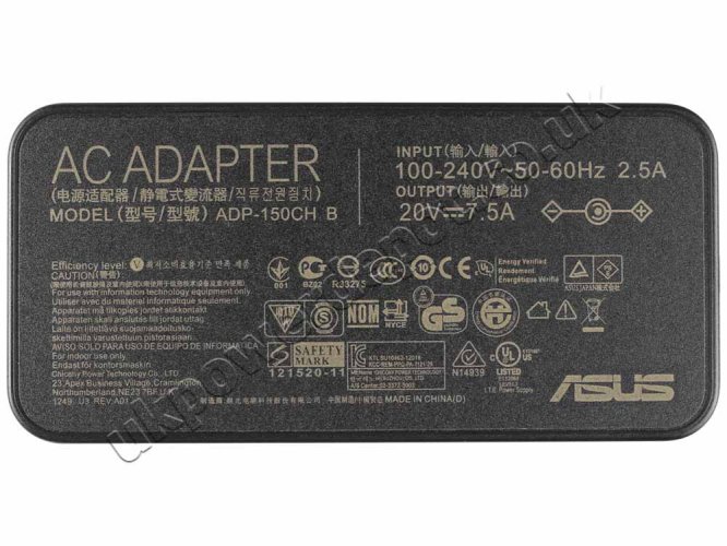 Original 150W Asus VivoBook Pro 15 K6502VJ Charger AC Adapter + Power Cord